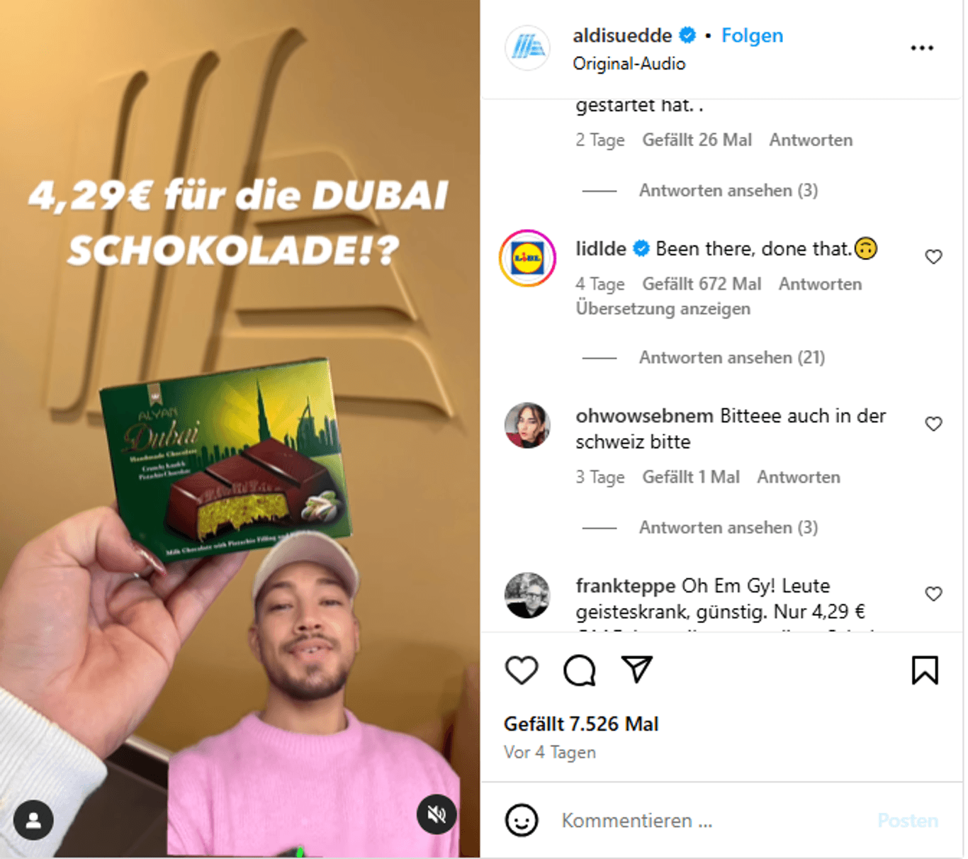 Dubai-Schokolade exklusiv bei Aldi Süd – Lidl spottet
